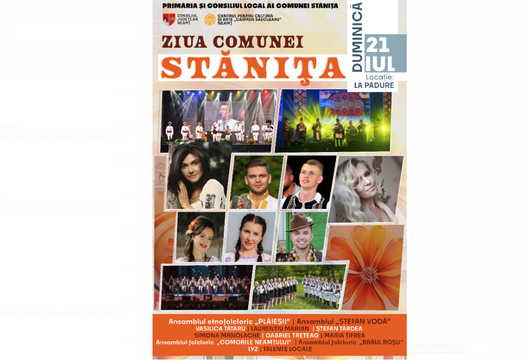 roman24 | Invitație la ZIUA COMUNEI STANITA 21 IULIE 2024