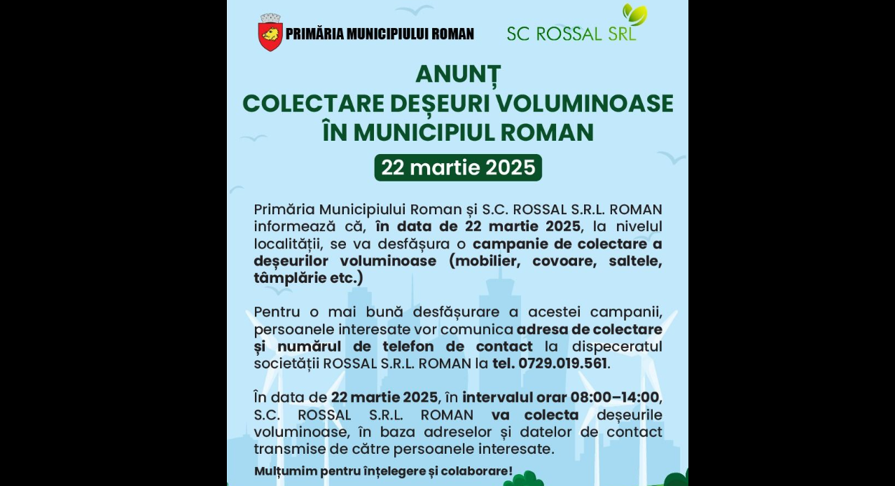 roman24 | Campanie de colectare a deșeurilor voluminoase în municipiul ...
